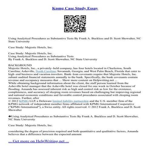 Kpmg Case Study Essay | PDF