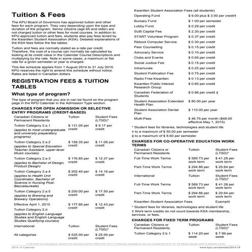 Kpu tuition fees | PDF