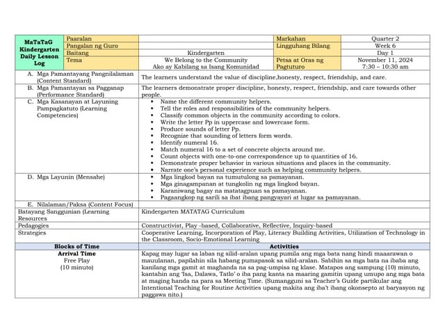 QUARTER 3 WEEK 7 DAY 1 KINDERGERTEN LESSON PLAN | DOCX