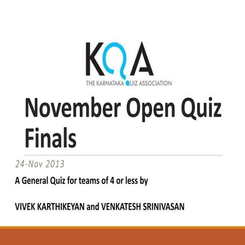 KQA November Open Quiz 2013 Finals | PDF