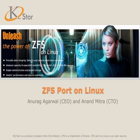 Webinar - KQStor ZFS port on Linux | PPT