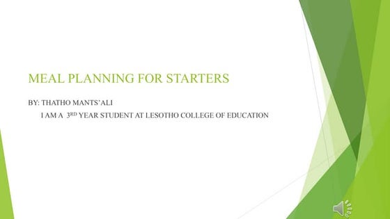 Meal Planning or diet Planning | PPTX | Healthy Cooking and Eating ...