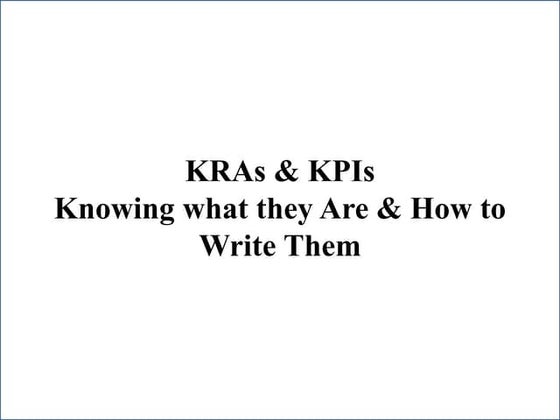 KRA KPI ( Key results area and Key performance indicators) | PPT