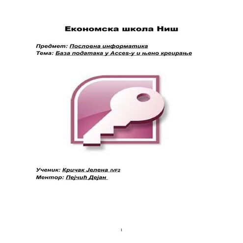 Kreiranje baze podataka u Access-u | DOC