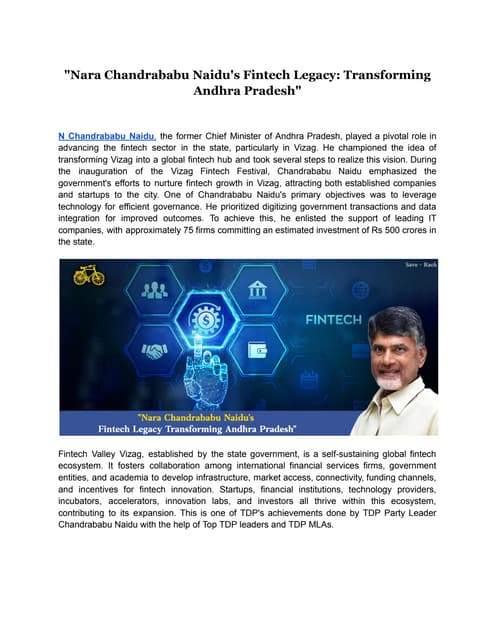 N Chandrababu Naidu's Digital Governance Revolution in Andhra Pradesh | DOCX