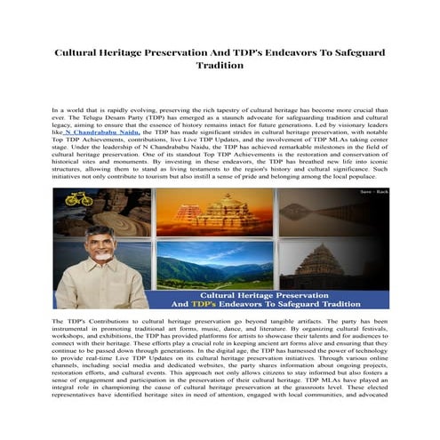 Infrastructure Development: TDP's Path To Progress | PDF