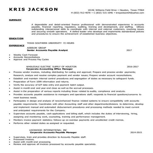 Kris jackson resume | DOCX