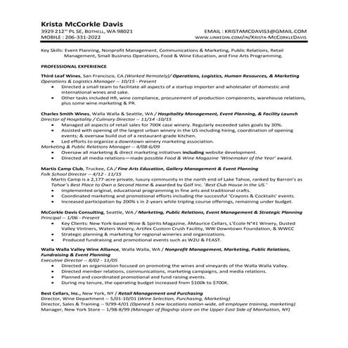 Krista Davis August 2016 Resume | PDF