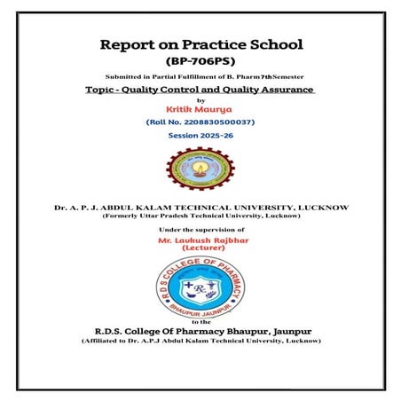 A Report on Practice School QC and QA.pdf