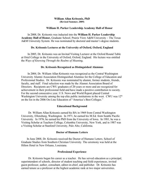 Kritsonis Picture Current Biography | PDF