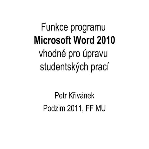 MS Word – vybrané funkce | PPT