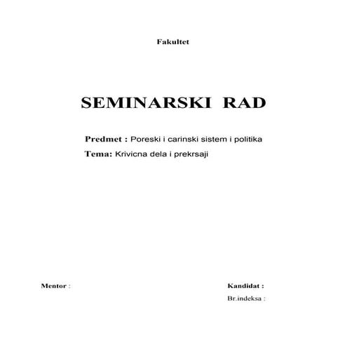 Krivicna dela i prekrsaji | DOC