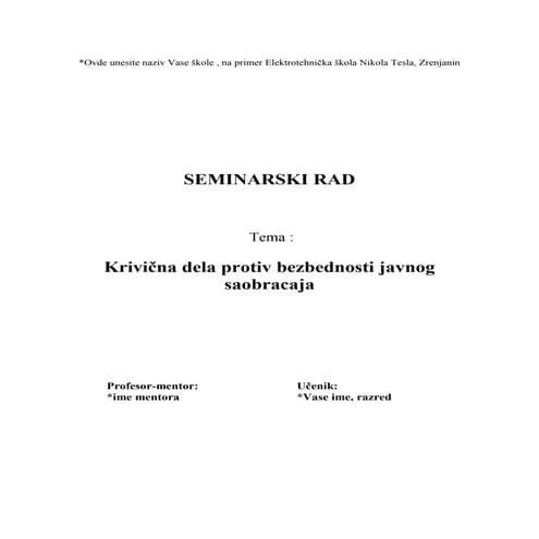 Krivicna dela protiv bezbednosti javnog saobracaja | PDF