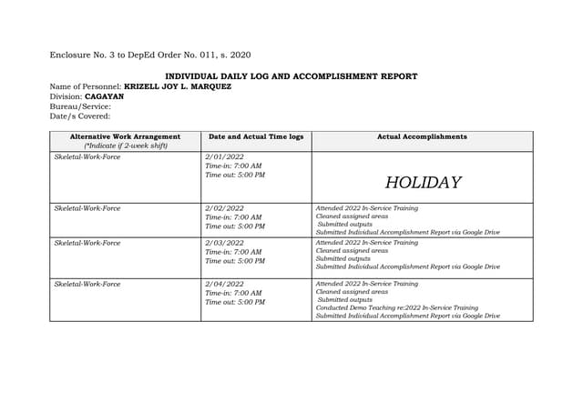 Individual daily-log-and-accomplishment-report-1 | DOCX