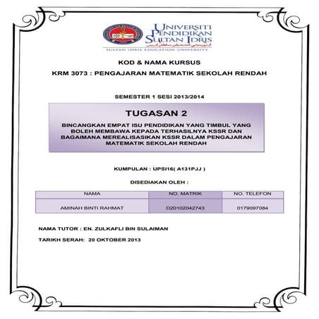 Krm 3073 Matematik Sekolah Rendah Pdf