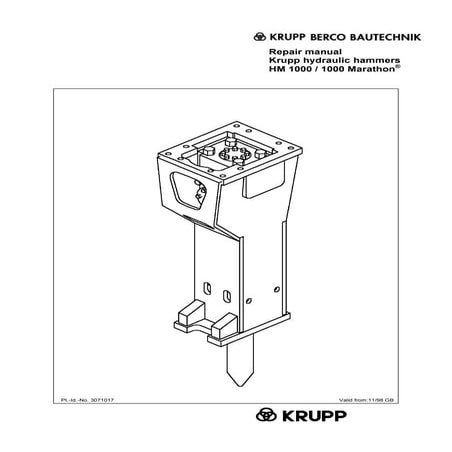 Krupp hydraulic hammers hm 1000 1000 marathon service repair manual | PDF