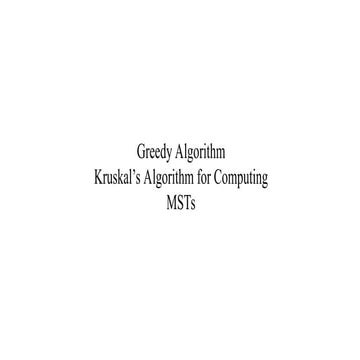 kruskal Algorithm in Algorithm for CS St | PPT