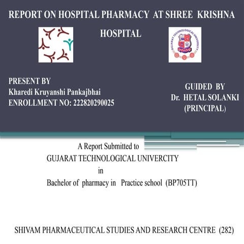 Hospital pharmacy training report b.pharm | PPTX