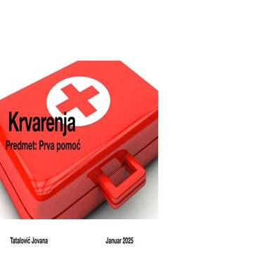 Krvarenje,Vrste rana, Hemostaza-zaustavljanje krvarenja | PPT