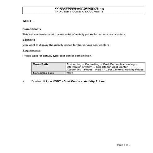 Kp26 Plan Activity Output On Cost Center | DOC