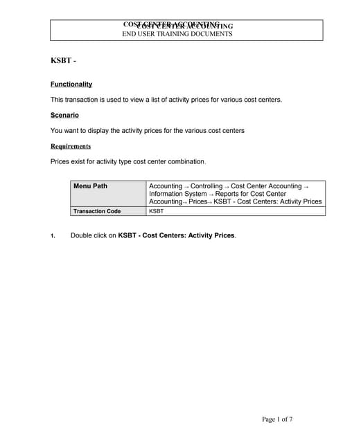 Kp06 Primary Cost Planning | PDF