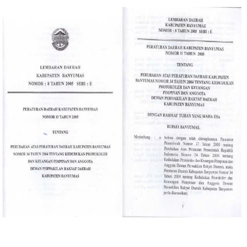 Peraturan Daerah Kabupaten Banyumas Nomor 11 Tahun 2005 Tentang ...