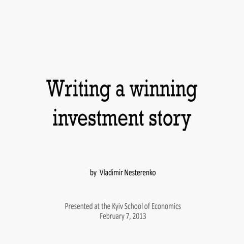 Writing a winning investment story | PPT