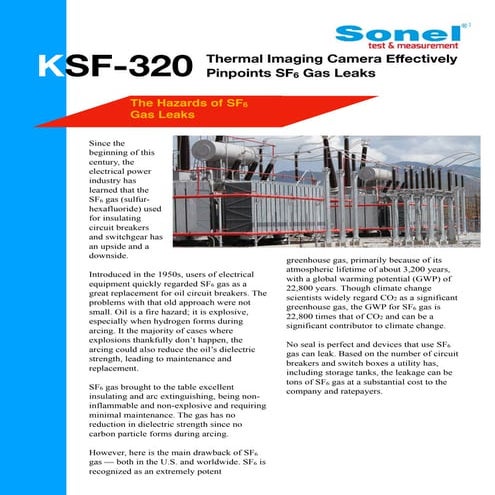 KSF-320 Thermal Imaging Camera Eﬀectively Pinpoints SF6 Gas Leak | PDF