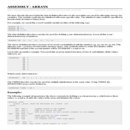 N_Asm Assembly arrays (sol) | PDF | Programming Languages | Computing