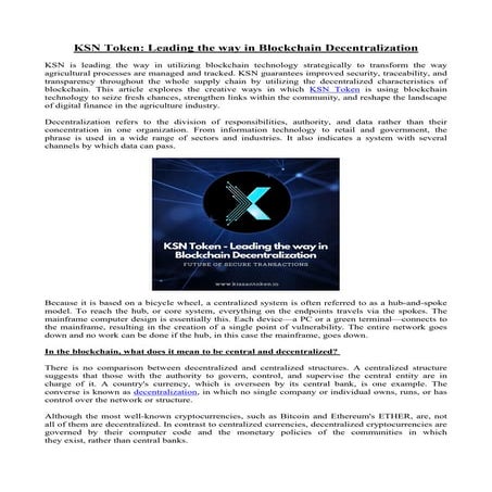 Decentralization and Blockchain fusion with Kissan Token.pdf