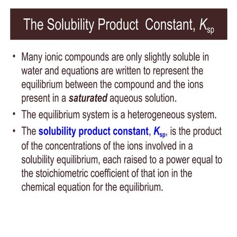 KSP Solubility and Solubility Product Common Ion Effect Chemistry | PPT