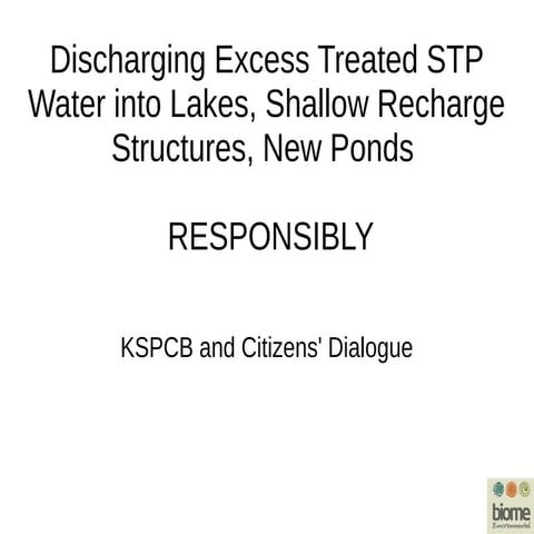 Can treated STP water be let into lakes and recharge wells ? | PDF