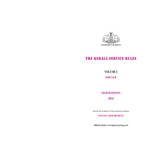 Kerala Service Rules Full - Uploaded by T James Joseph Adhikarathil,Deputy Collector Alappuzha ...