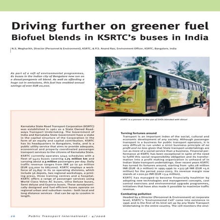 Driving further on greener fuel, Biofuel blends in KSRTC’s buses in ...