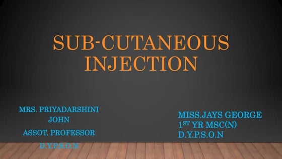 Subcutaneous injection | PPT