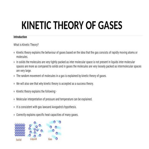 Comprehensive Overview of the Kinetic Theory of Gases and ...