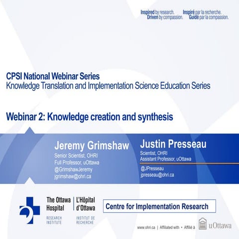 KTIS Webinar 2: Knowledge creation & synthesis | PDF