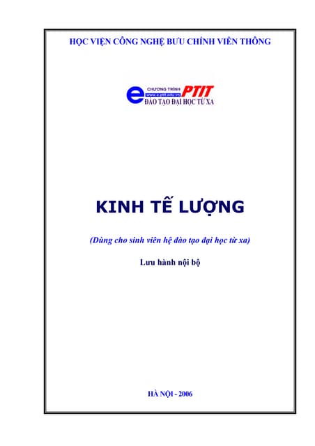 Chương 1: Nhập môn Kinh tế lượng | PDF