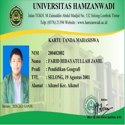 Disain Kartu Tanda Mahasiswa (Farid Hidayatullah Jamil) | DOCX