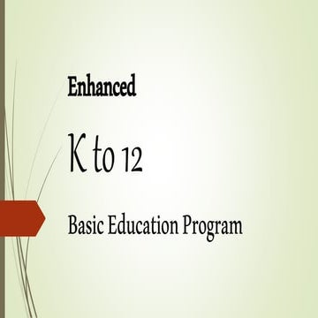 K to 12 CURRICULUM FOR BASIC EDUCATION | PPTX