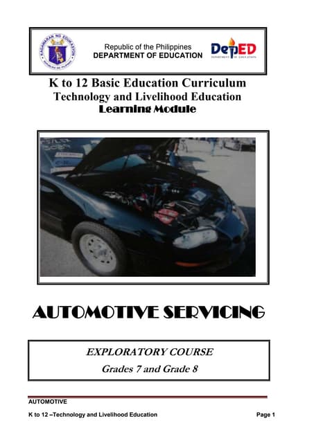 A detailed lesson plan in automotive | DOCX