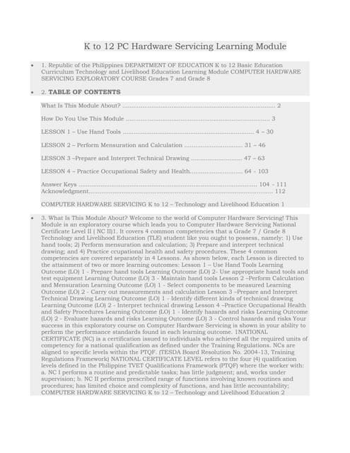 Computer Hand Tools_Lesson Plan | PDF