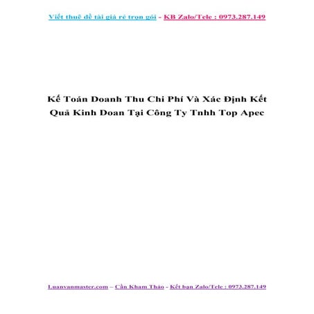 Kế Toán Doanh Thu Chi Phí Và Xác Định Kết Quả Kinh Doan Tại Công Ty Tnhh Top Apec.docx