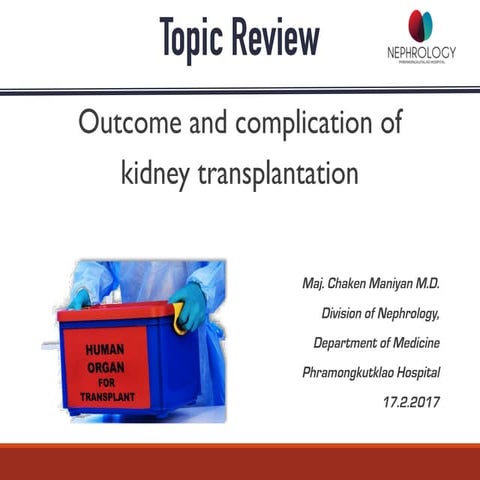 Kidney transplantation outcome complication chaken | PDF