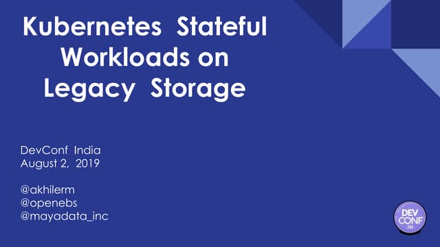 Kubernetes Stateful Workloads On Legacy Storage Ppt