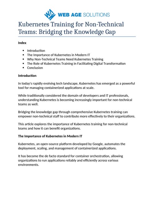 Kubernetes Training Classes In Bangalore Pptx