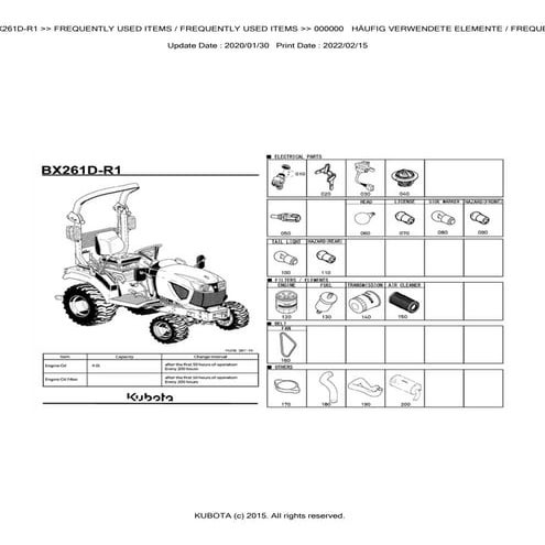 Kubota BX261R1 Tractor Parts Catalogue Manual (Publishing ID BKIDK5397).pdf