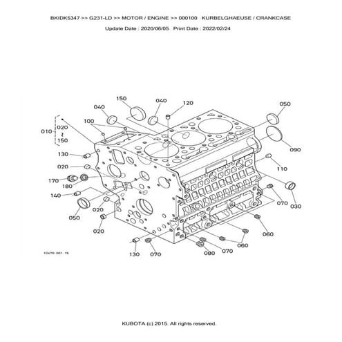 Kubota G231-LD Garden Tractor Parts Catalogue Manual (Publishing ID ...