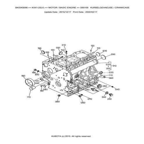 Kubota KX41-2S KX41-2SV Excavator Parts Catalogue Manual (Publishing ID ...