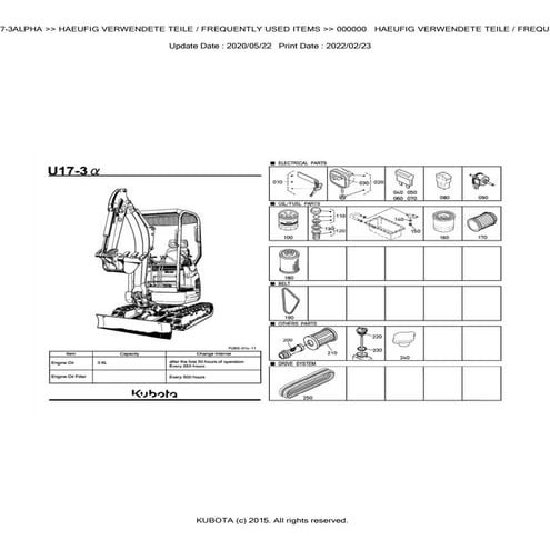 Kubota U17-3 ALPHA Excavator Parts Catalogue Manual (Publishing ID BKIDA0318).pdf